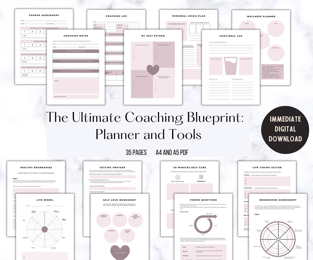 Life Coach Planner | Coaching Worksheets | Coaching Workbook | Coaching ...