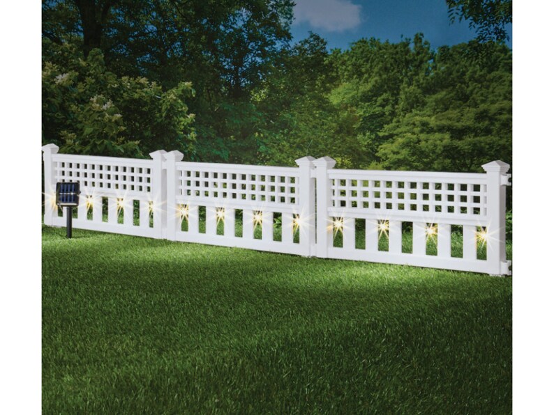 Solar Powered White Garden Border Fence Set of 3, Outdoor Garden Border ...