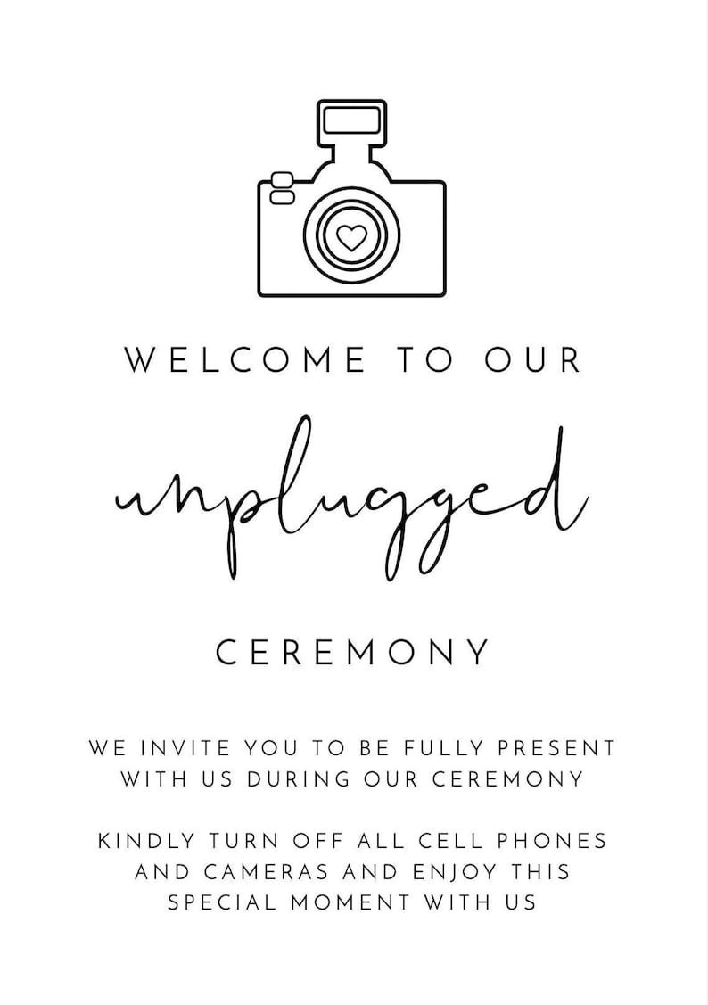 Unplugged Ceremony Wedding Sign Download - Etsy