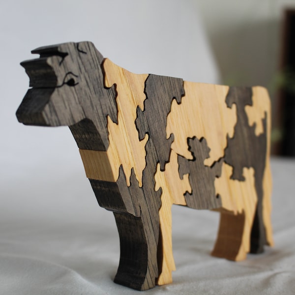 Wooden Cow Puzzle - Etsy