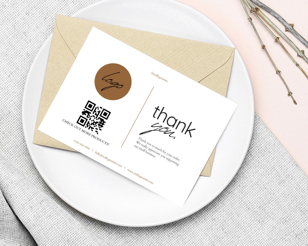 QR Code Thank You Card, Canva Template, Printable, Small Businesses ...