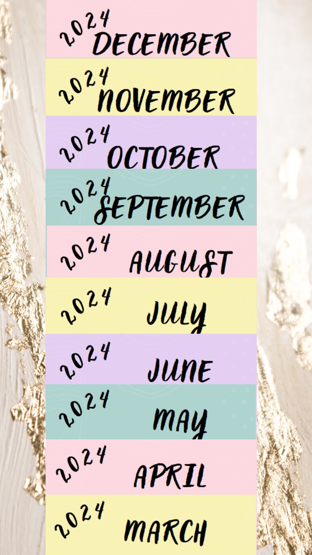 2024 Calendar Pastel Colored Monthly 2024 Calendar Printable, Digital ...