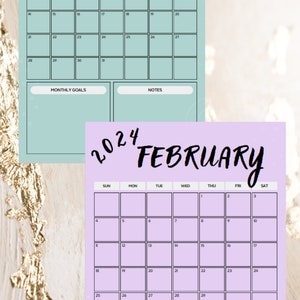 2024 Calendar Pastel Colored Monthly 2024 Calendar Printable, Digital ...