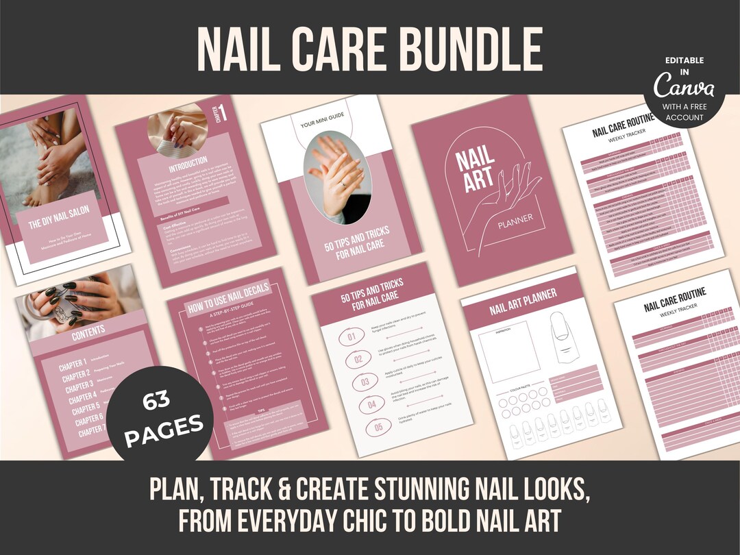 Nail Care Bundle Canva Template | DIY Salon Ebook & Nail Art Planner ...