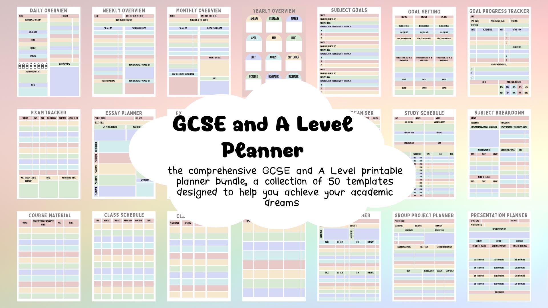 GCSE and A Level Student Digital or Printable Planner | Academic ...