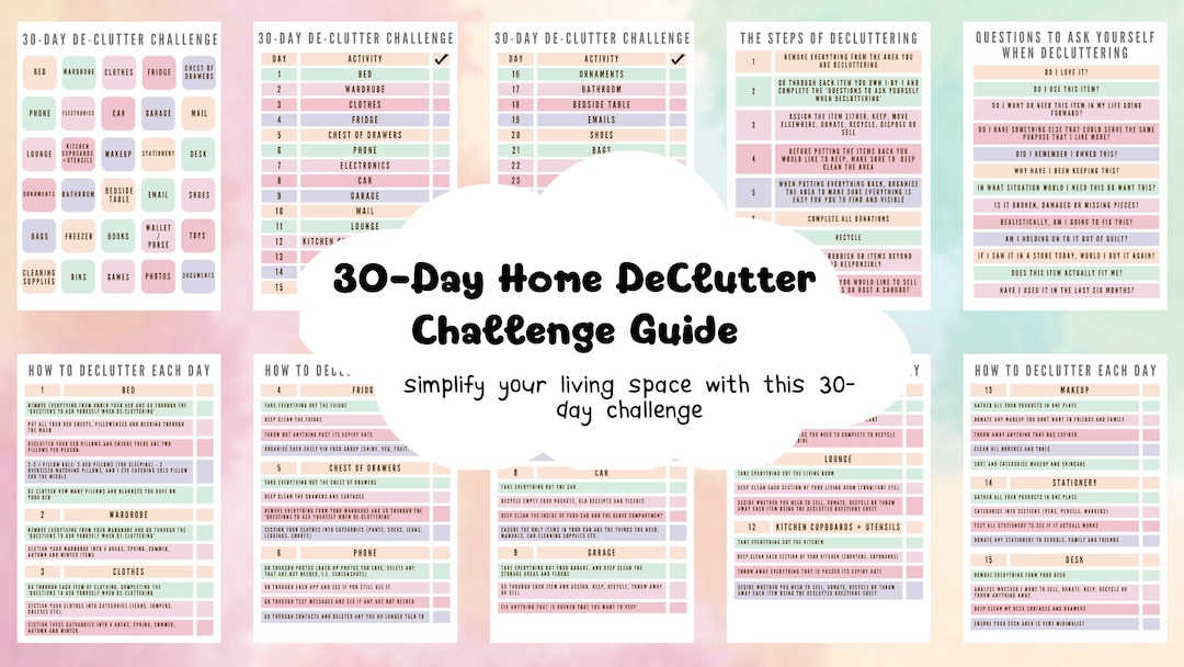 30-day Home Declutter Challenge Guide, Home Declutter Challenge, 30-day ...