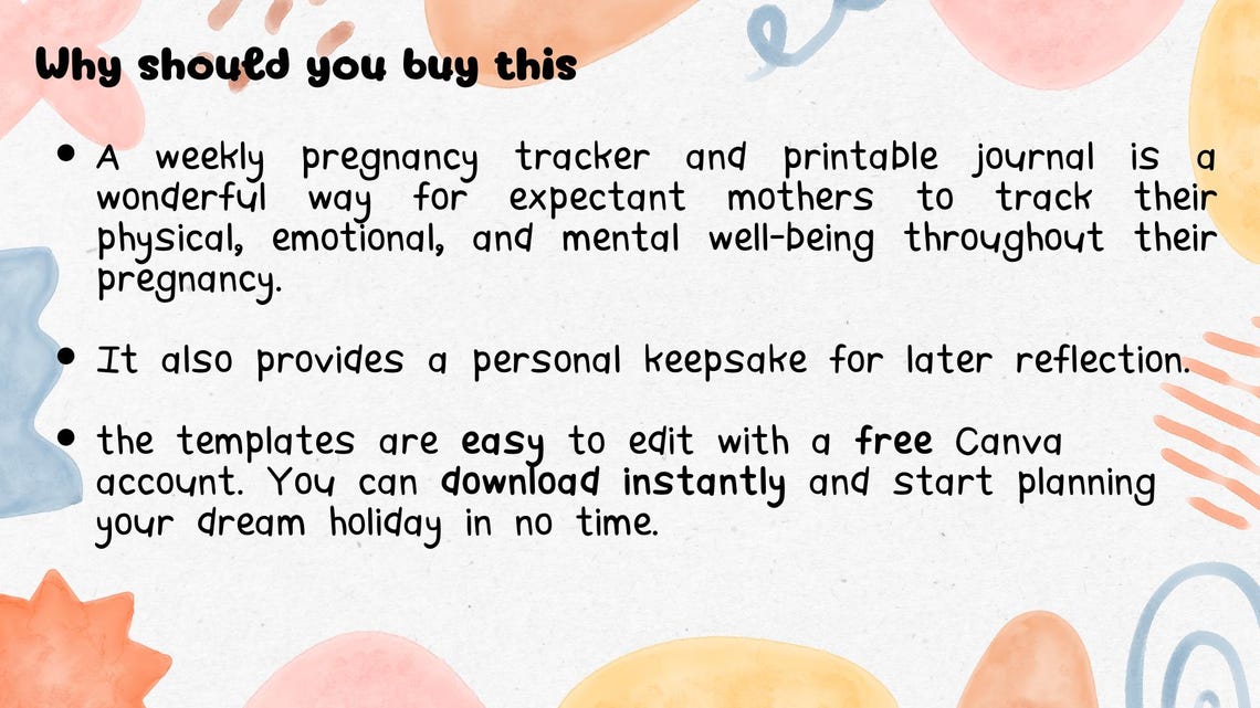 Weekly Pregnancy Tracker: Printable Journal Prompts (digital Download ...