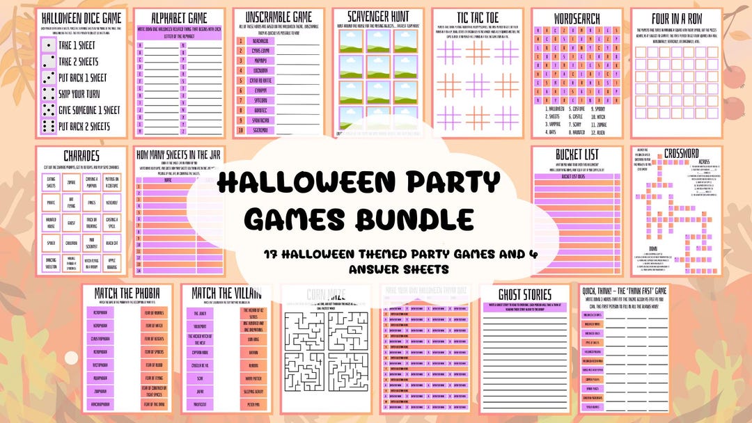 Printable Halloween Games | Digital Halloween Games Bundle | Halloween ...