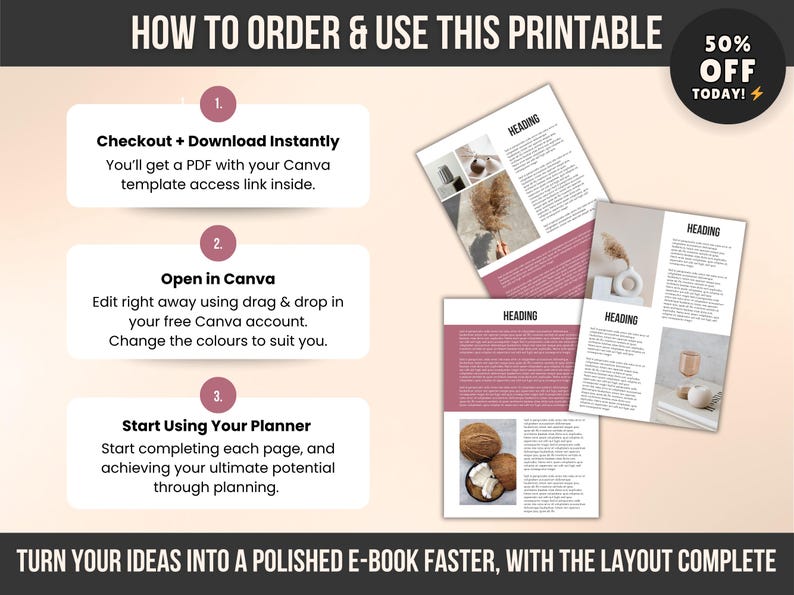 E-book Template Printable Canva Template | Ebook Planner, Author ...