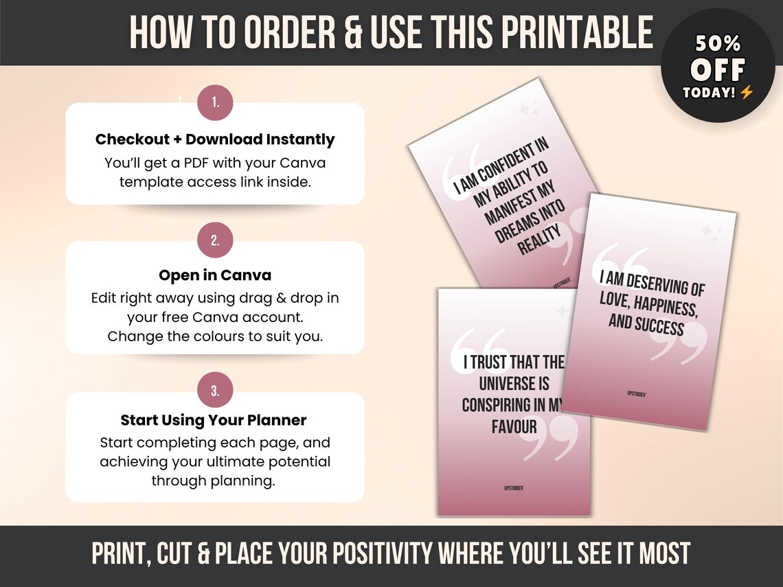 100 Affirmation Cards Printable Template | Self-love, Motivation ...