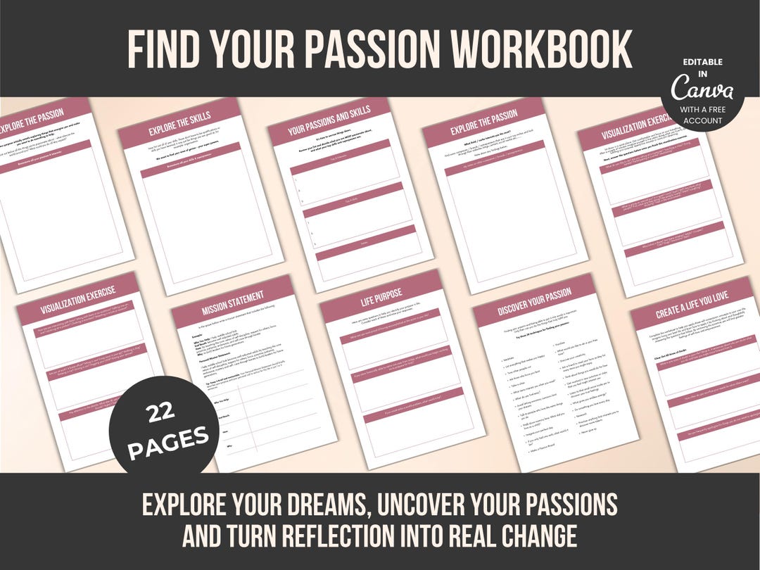 Passion Journal & Workbook Canva Template | Self-discovery (digital ...