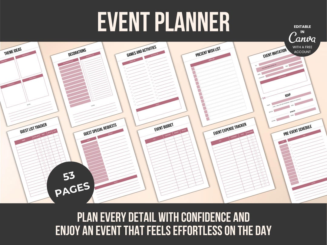 Event Planner Printable, Canva Template, Party Planning Binder (digital ...
