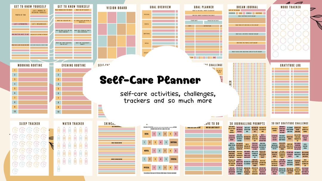 Self-care Routine Bundle, Printable Self-care Planner, Mental Health ...