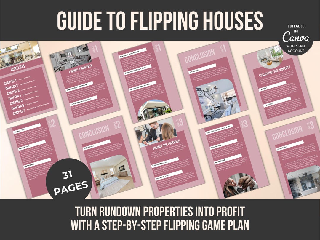 House Flipping Guide Canva Template | Real Estate Investing Workbook ...