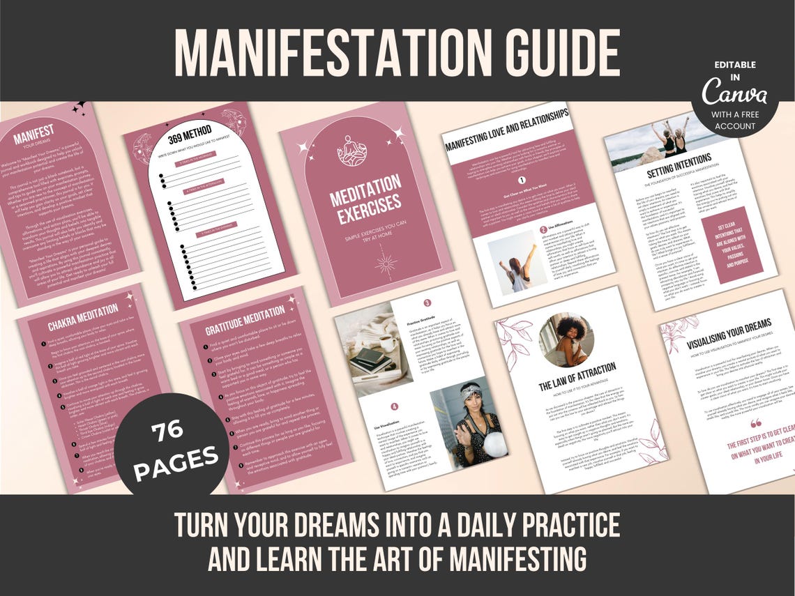 Manifestation Guide Canva Template | Law of Attraction Workbook ...