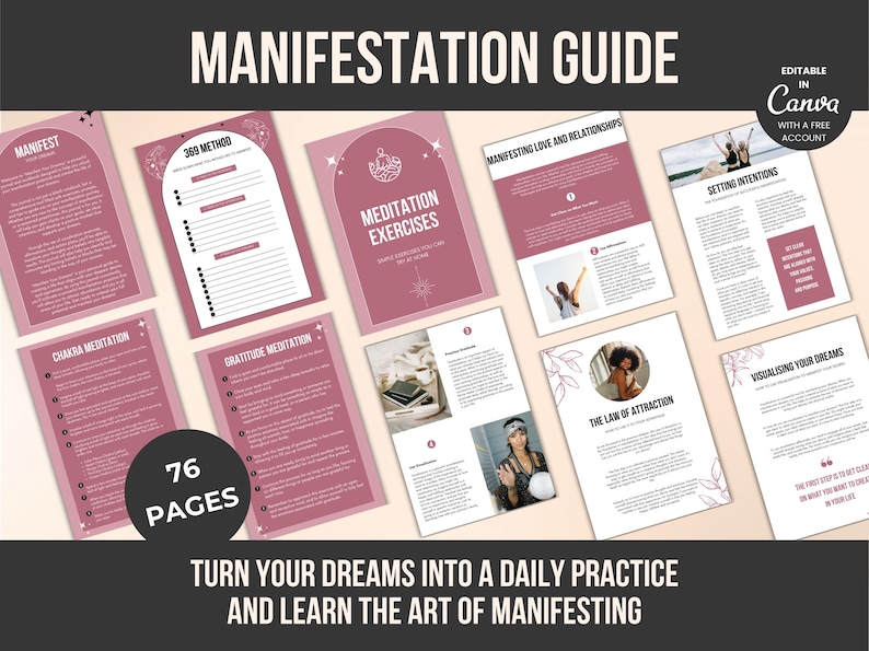 Manifestation Guide Canva Template | Law of Attraction Workbook ...