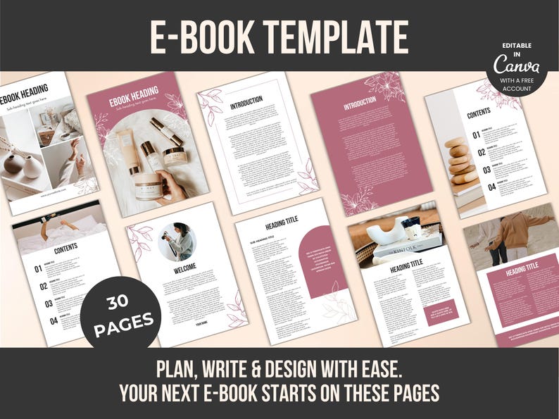 E-book Template Printable Canva Template | Ebook Planner, Author ...