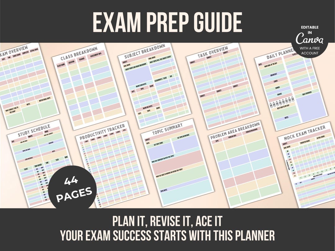 Exam Preparation Guide Canva Template | Study Planner (digital Download ...