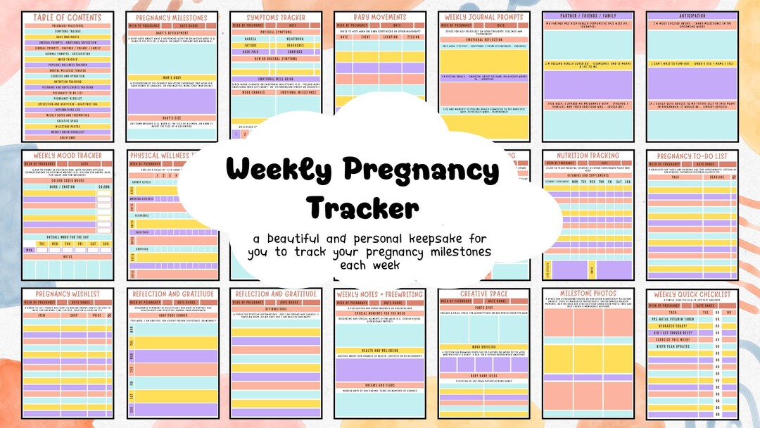 Weekly Pregnancy Tracker: Printable Journal Prompts (digital Download ...