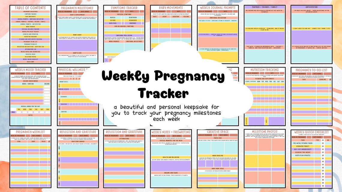 Weekly Pregnancy Tracker: Printable Journal Prompts (digital Download ...