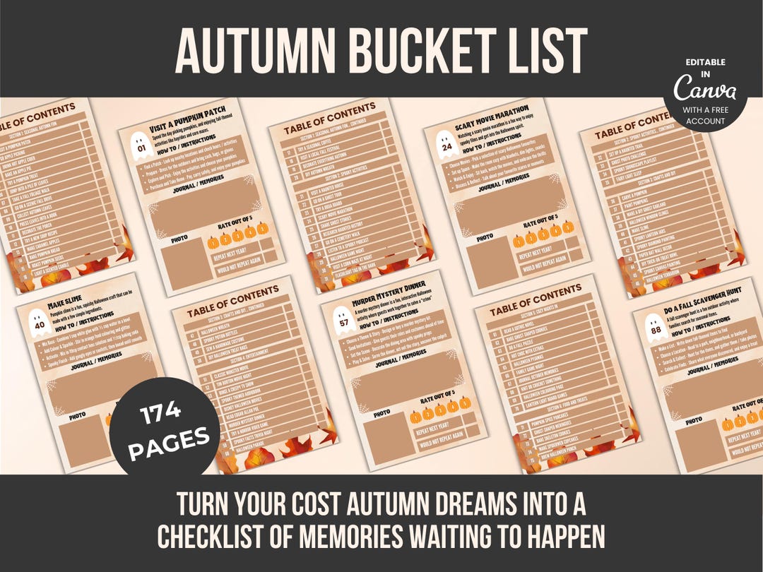 Autumn Bucket List Printable | Fall Activity Planner (digital Download ...