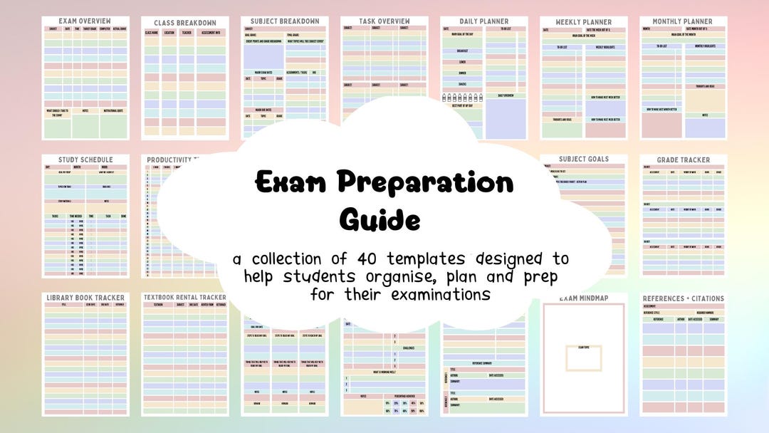 Exam Preparation Guide: Study Planner Template (digital Download ...