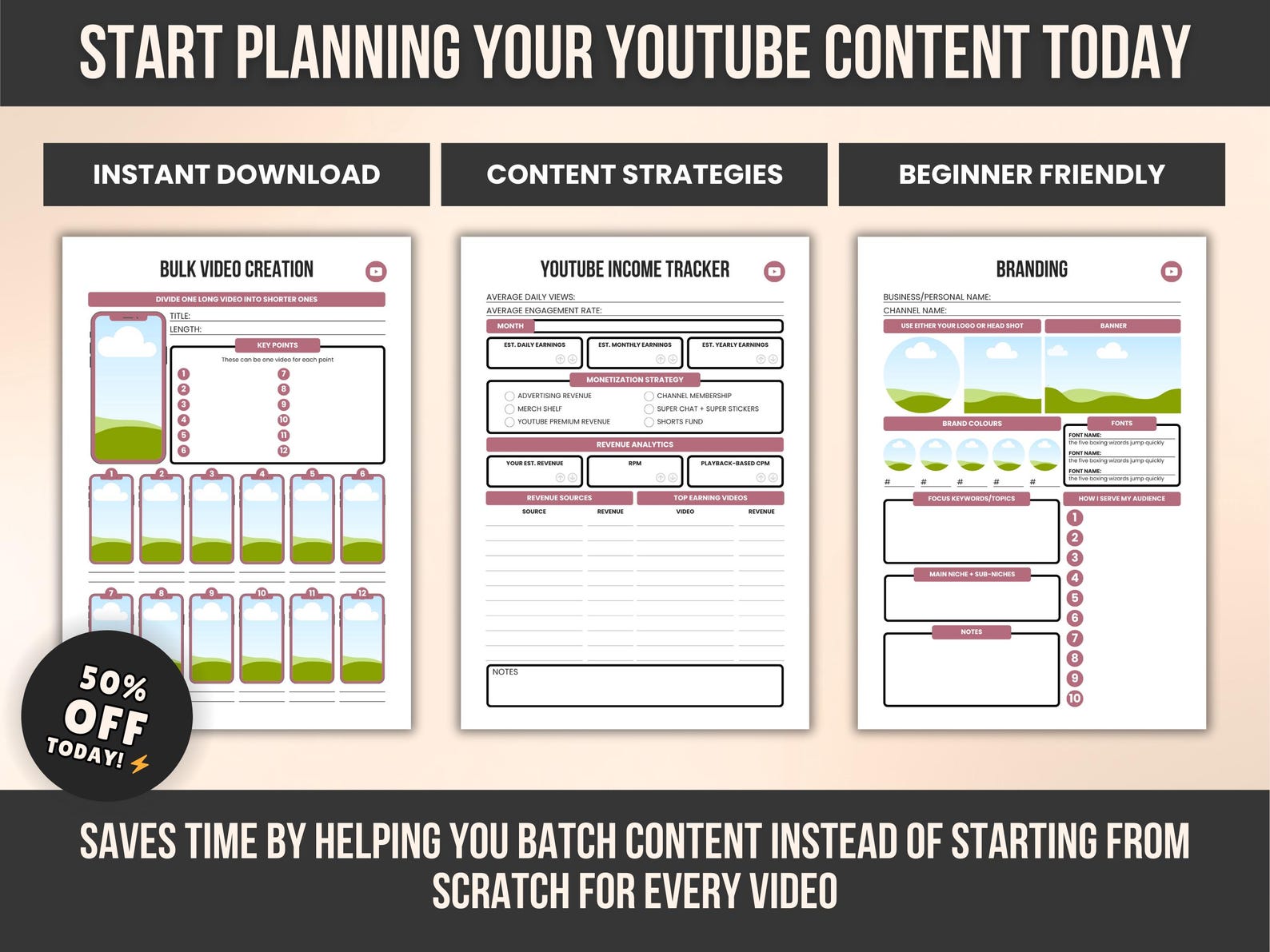 Youtube Content Planner | Video Tracker, Script Planner (digital ...