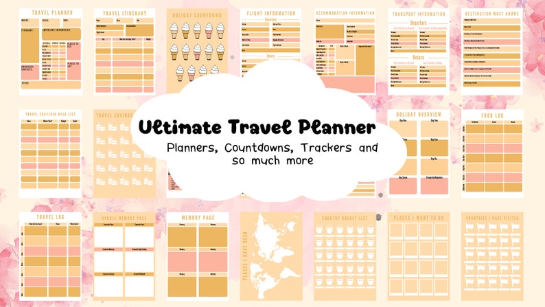 Travel Planning Toolkit Printable Journal Editable Canva Template ...