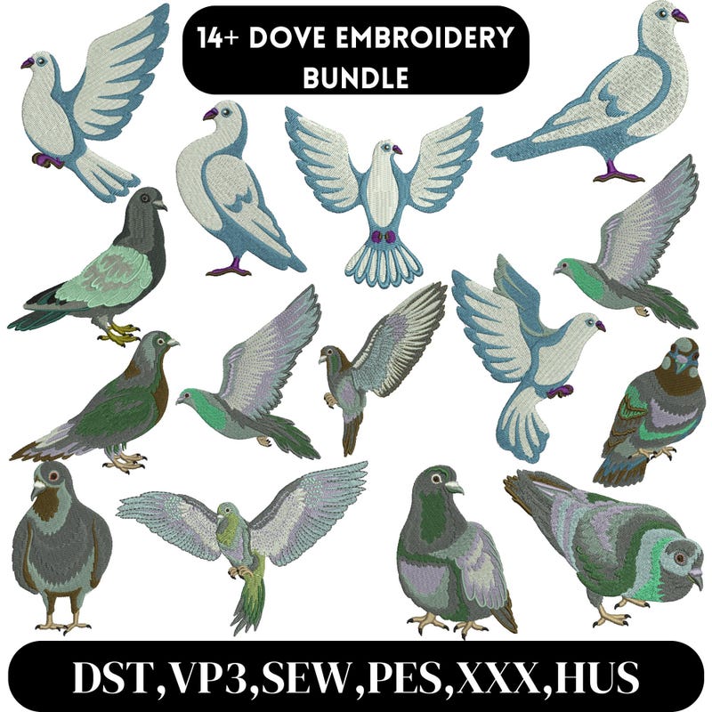 Dove Embroidery Design - Etsy