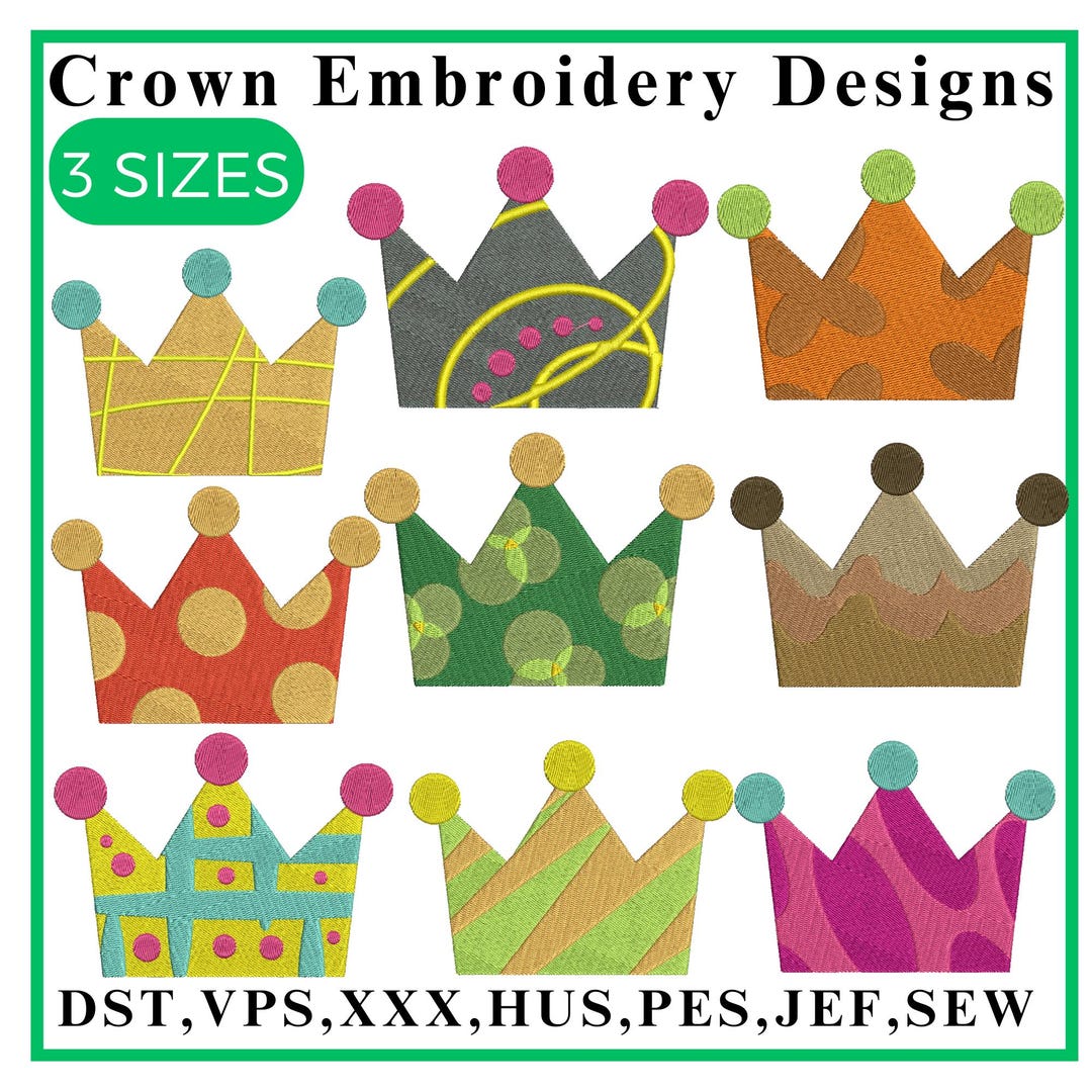 Crown Embroidery Design, Abstract Crown Embroidery, Tiara Embroidery ...