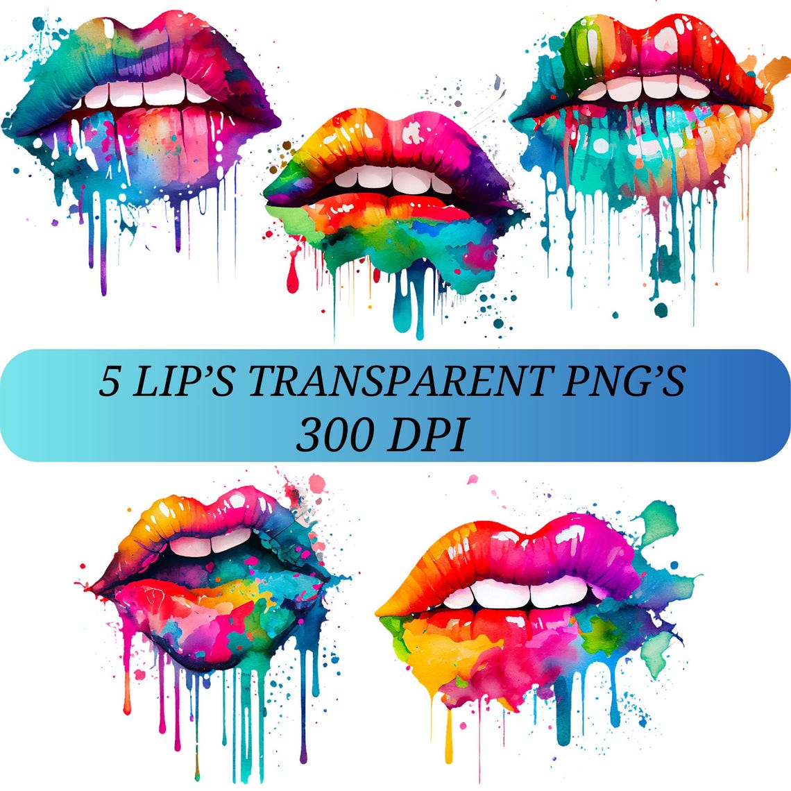 Lips PNG, Rainbow Lips PNG, Kiss Lips, Licking Lips Sublimation, Love ...