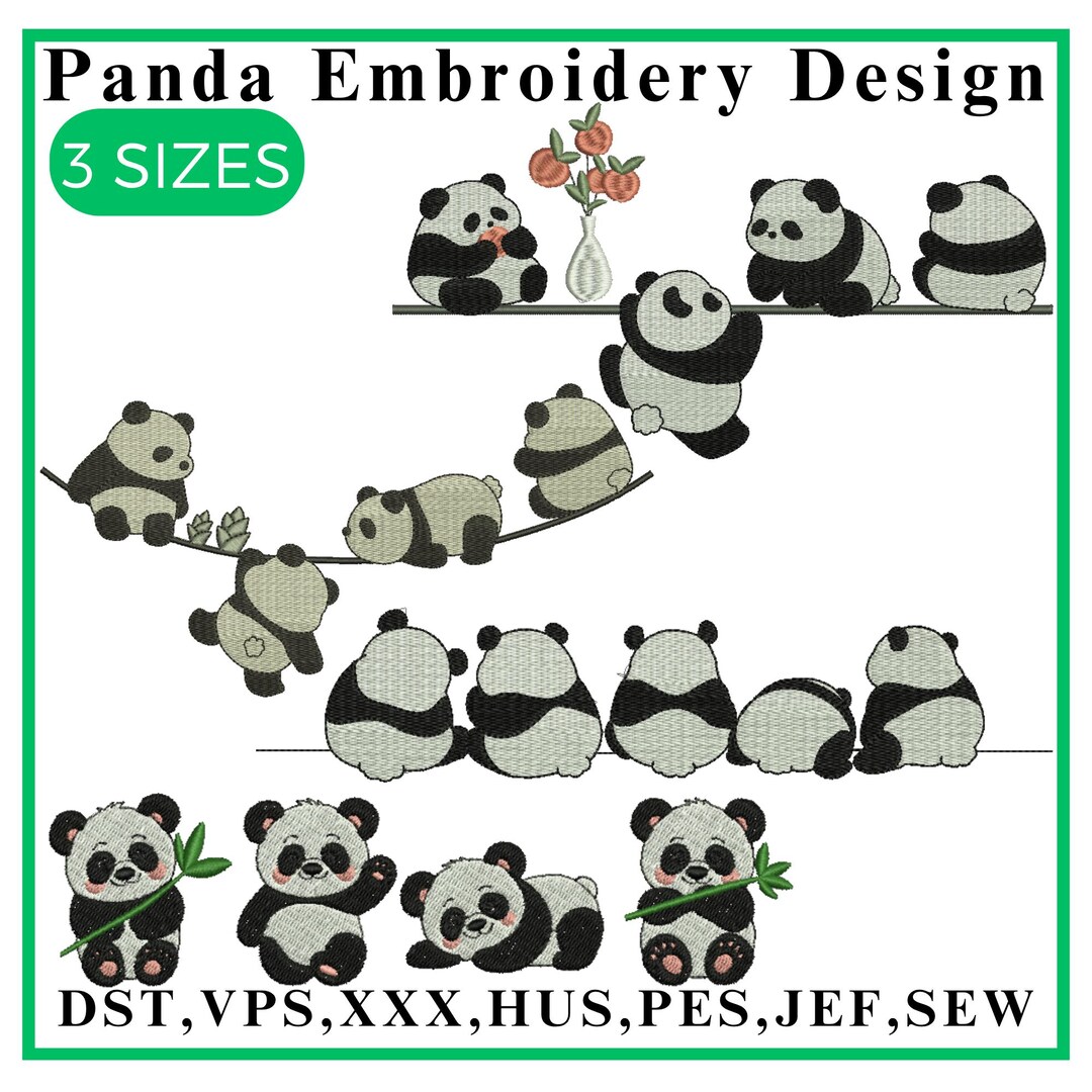 Panda Embroidery Design, Baby Panda Embroidery, Baby Bear Embroidery ...