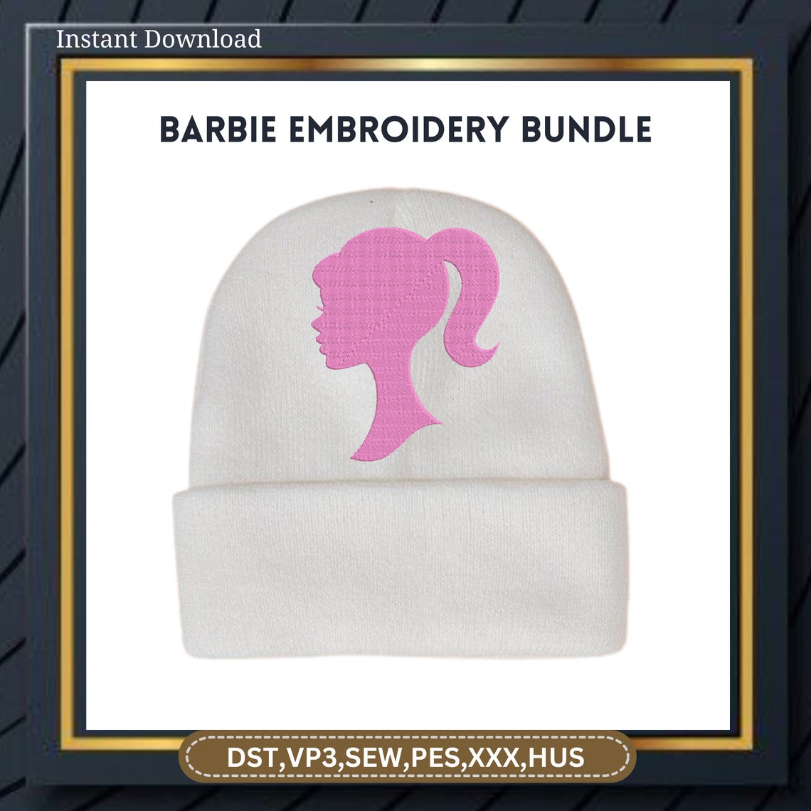 Barbie Embroidery Design, Pink Barbie Embroidery, Little Girl ...
