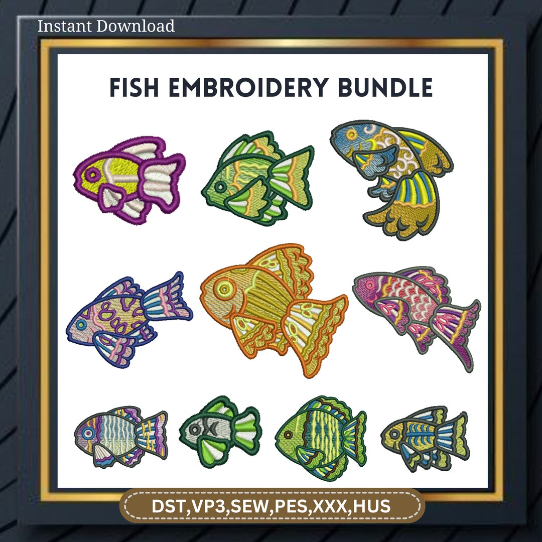 Fish Embroidery Design Small Baby Fish Embroidery Pattern Mini Fishes ...