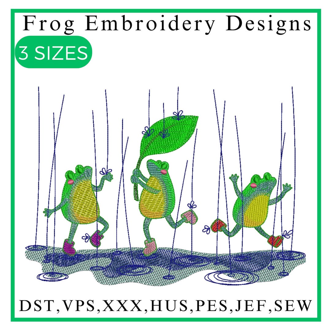 Frog Embroidery Design, Baby Frog Embroidery, Mini Frogs Embroidery ...