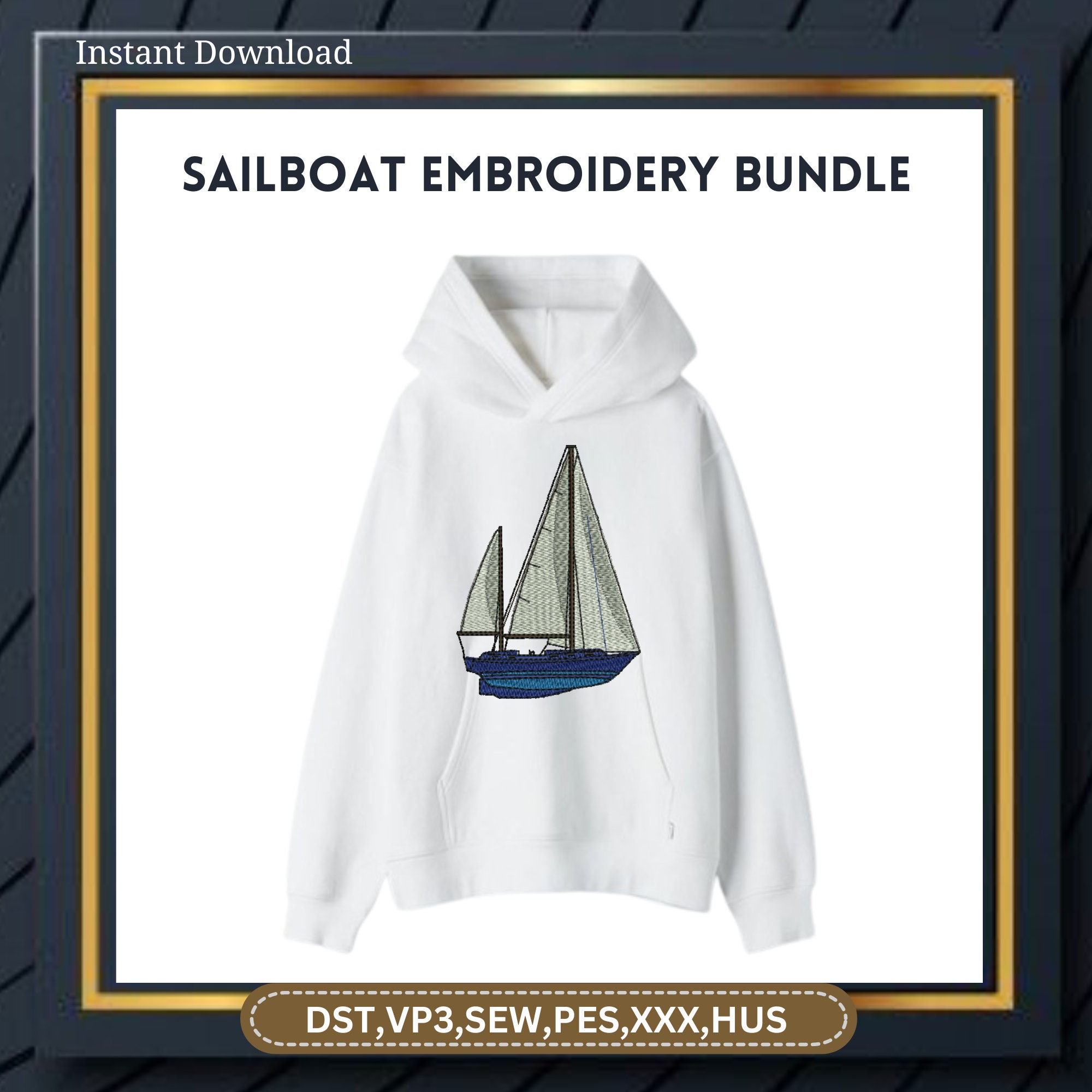 Sail Boat Embroidery Design, Boat Embroidery Designs, Nautical ...