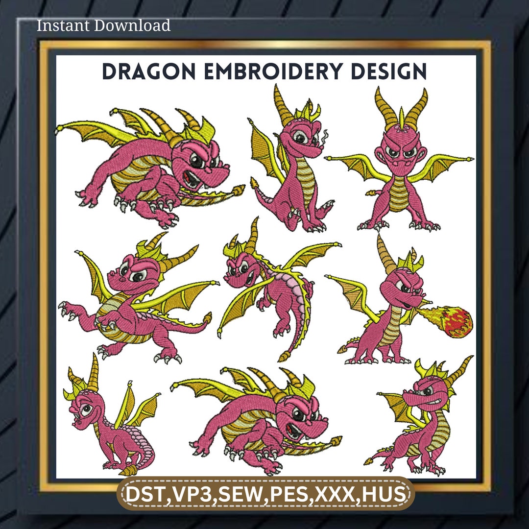 Dragon Embroidery Design, Cute Dragon Embroidery, Fantasy Embroidery ...