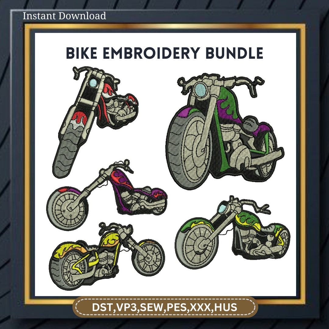 Bike Embroidery Design Mountain Bikes Embroidery Motorcycle Embroidery ...