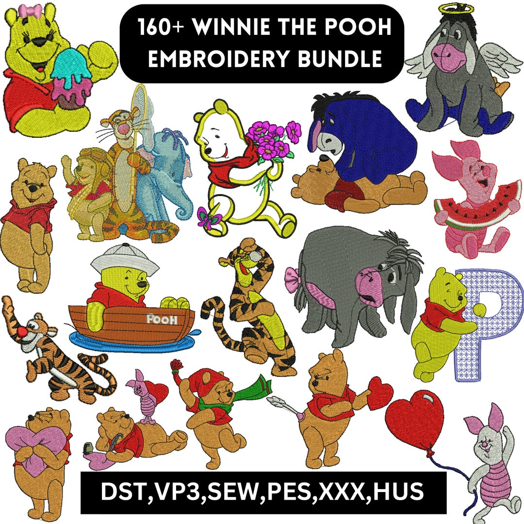Pooh Embroidery Design Happy & Cool Pooh Embroidery Design for Kids ...