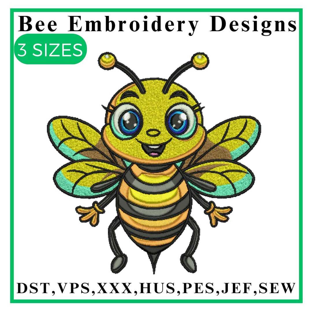 Bee Embroidery Design, Mini Bee Embroidery, Cute Bug Embroidery, Bug ...