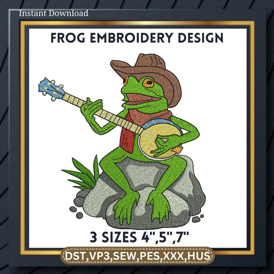 Frog Embroidery Design,minifrog Embroidery, Green Frog Embroidery, Mini ...