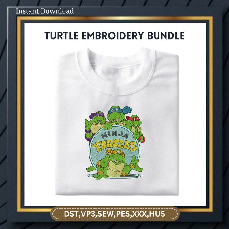Turtle Embroidery Design, Sea Turtle Embroidery, Ninja Embroidery, Baby ...