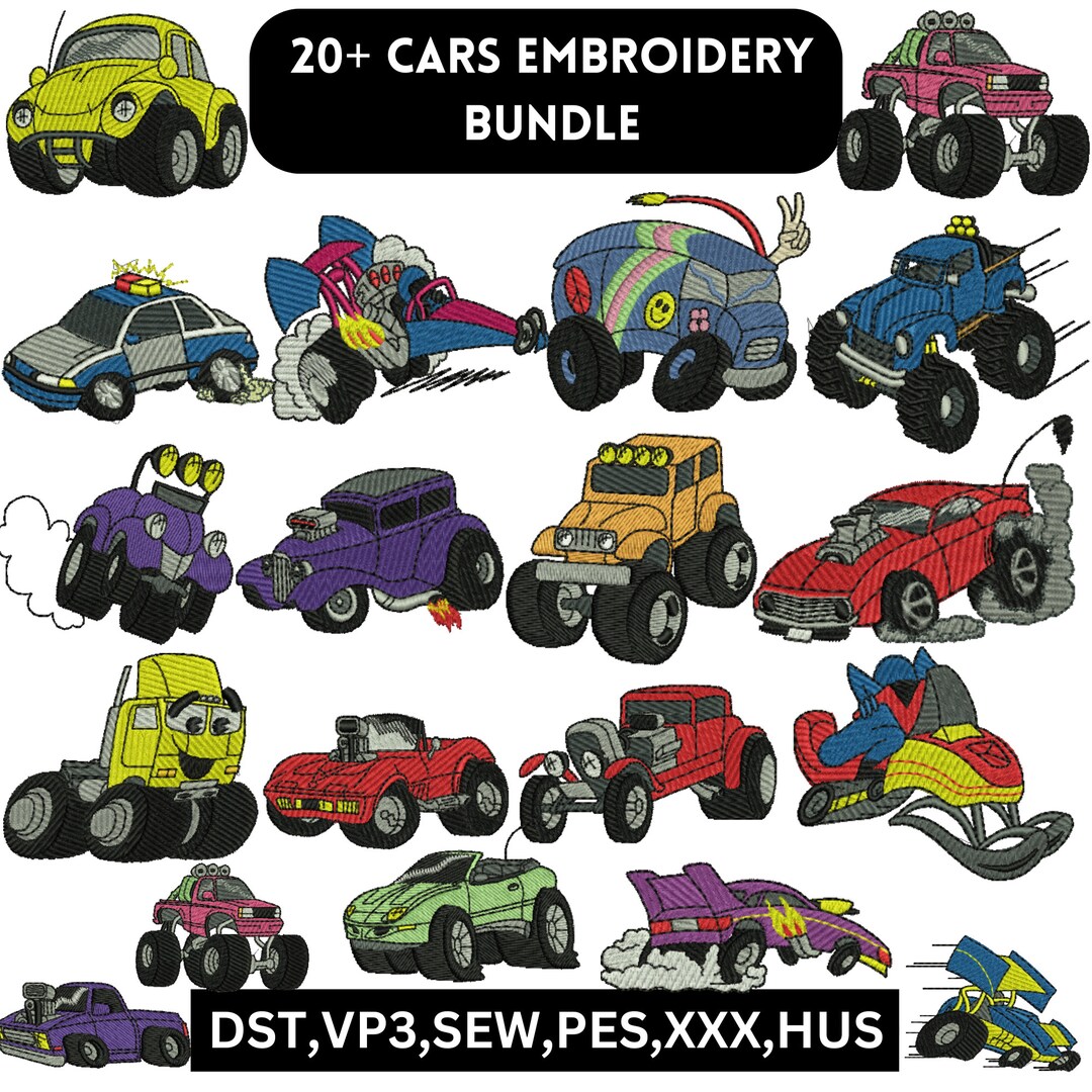 Cars Embroidery Designs, Sport Car Embroidery, Vehicle Embroidery, Car ...