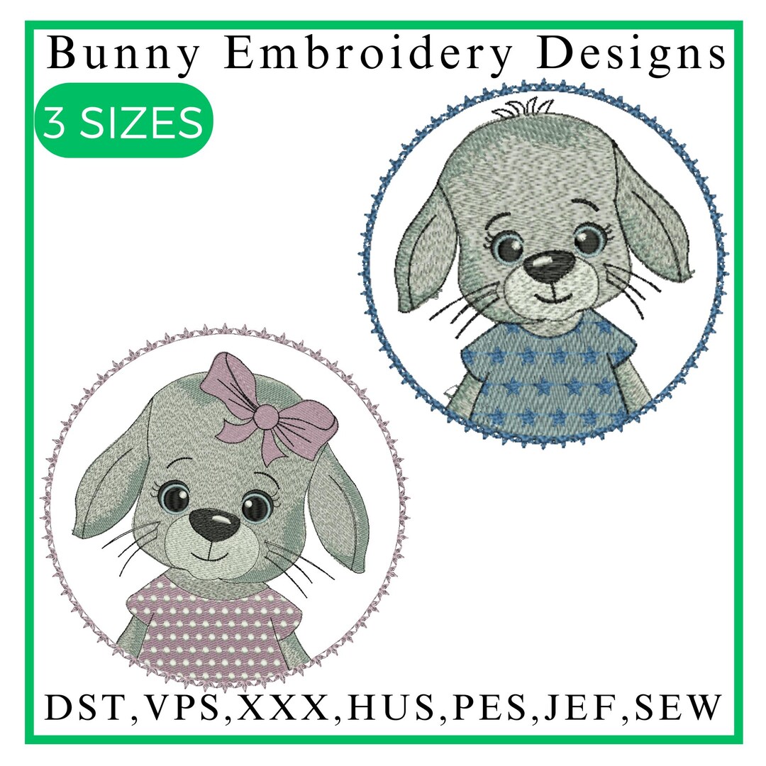 Bunny Embroidery Design, Rabbit Embroidery, Cute Bunny Embroidery ...