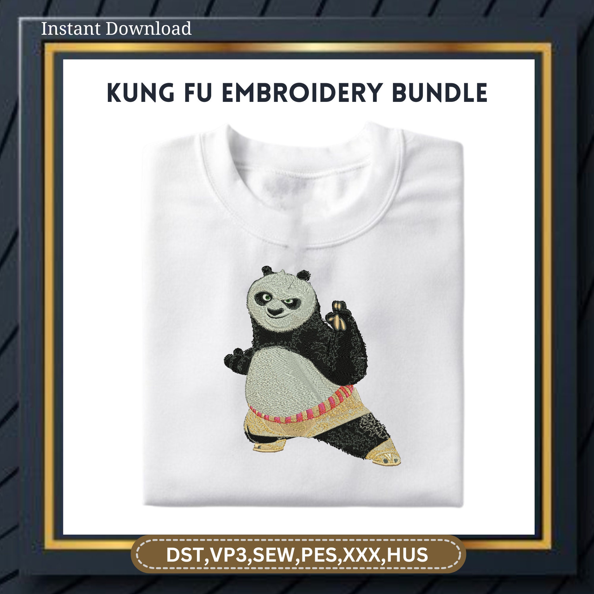 Kung Fu Panda Embroidery Design Cute Panda Machine Embroidery Hugging ...