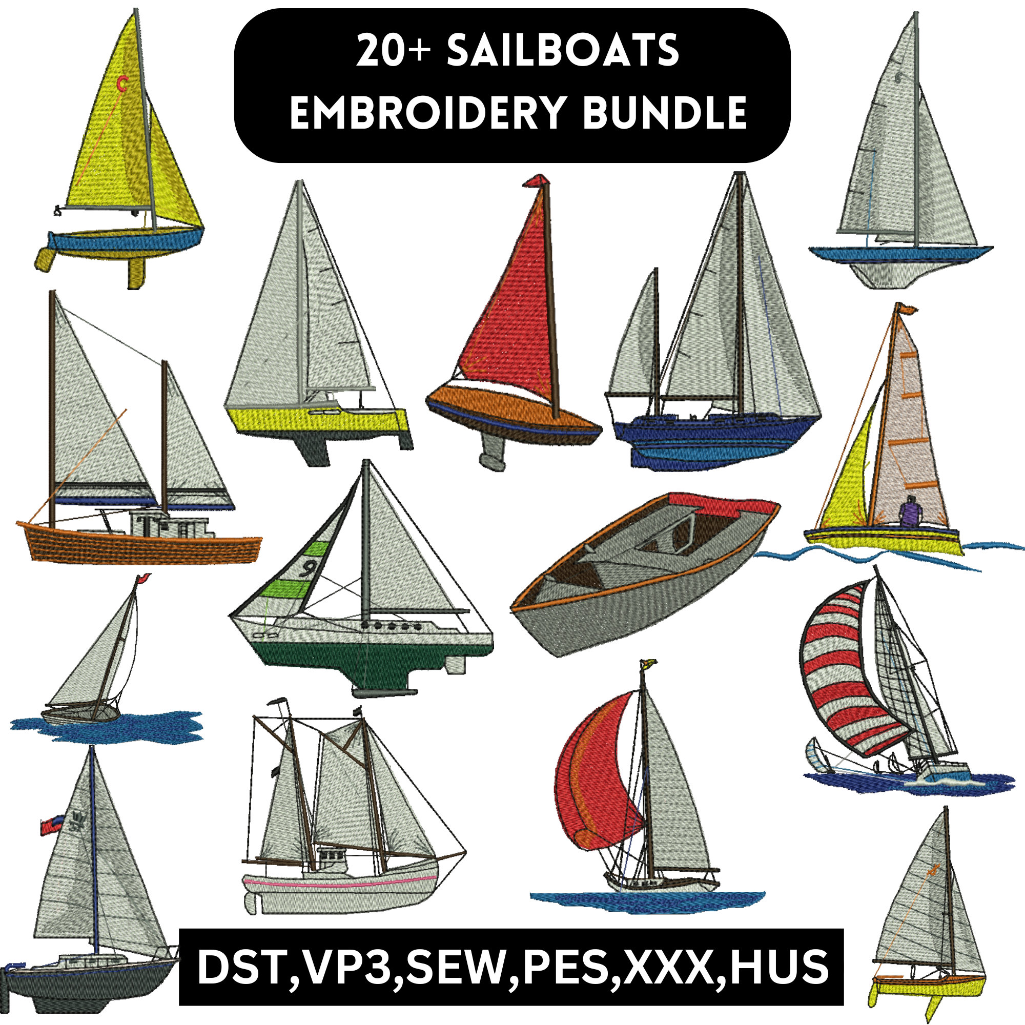 Sail Boat Embroidery Design, Boat Embroidery Designs, Nautical ...