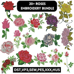 Rose Embroidery Designs, Floral Embroidery, Red Rose Embroidery, Flower ...