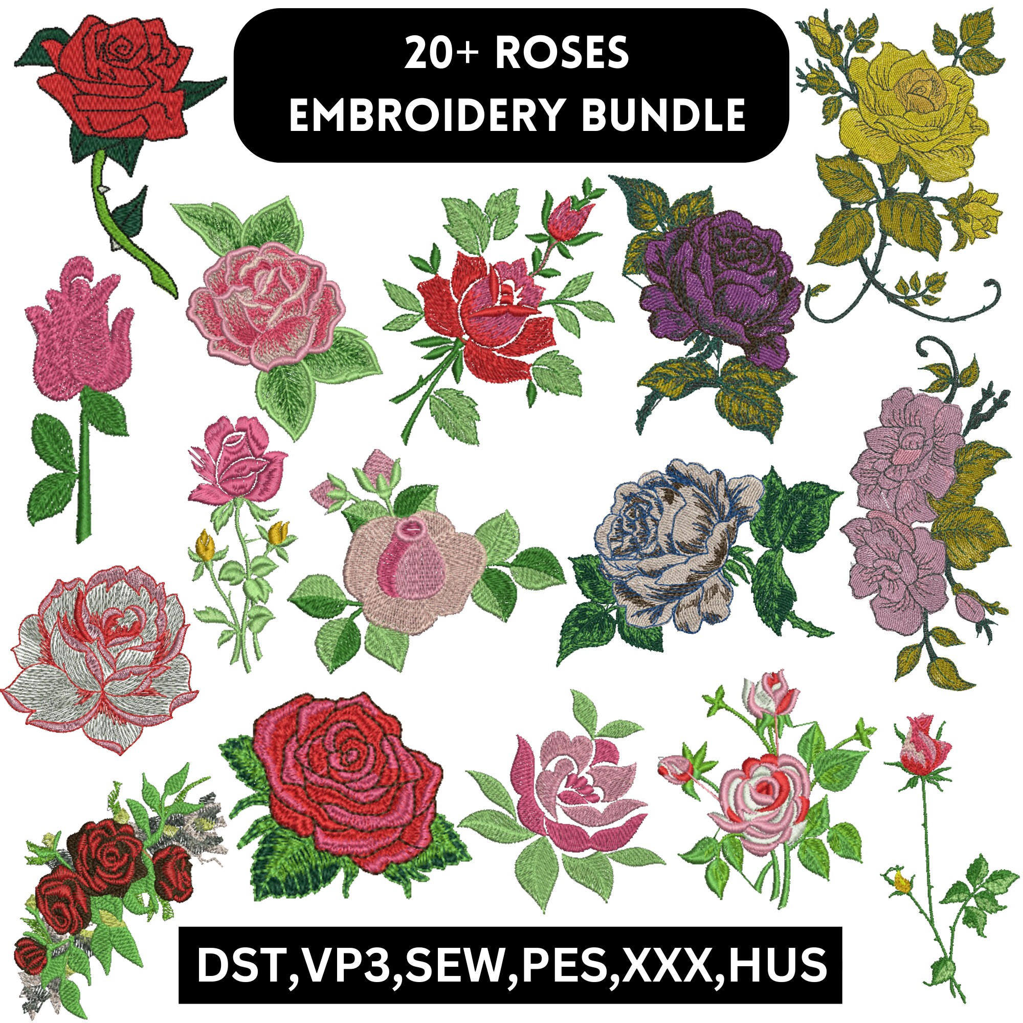 Rose Embroidery Designs, Floral Embroidery, Red Rose Embroidery, Flower ...
