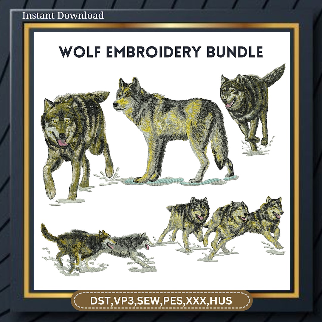 Wolf Embroidery Design Wolf Head Embroidery Pattern Howling Wild Wolf ...