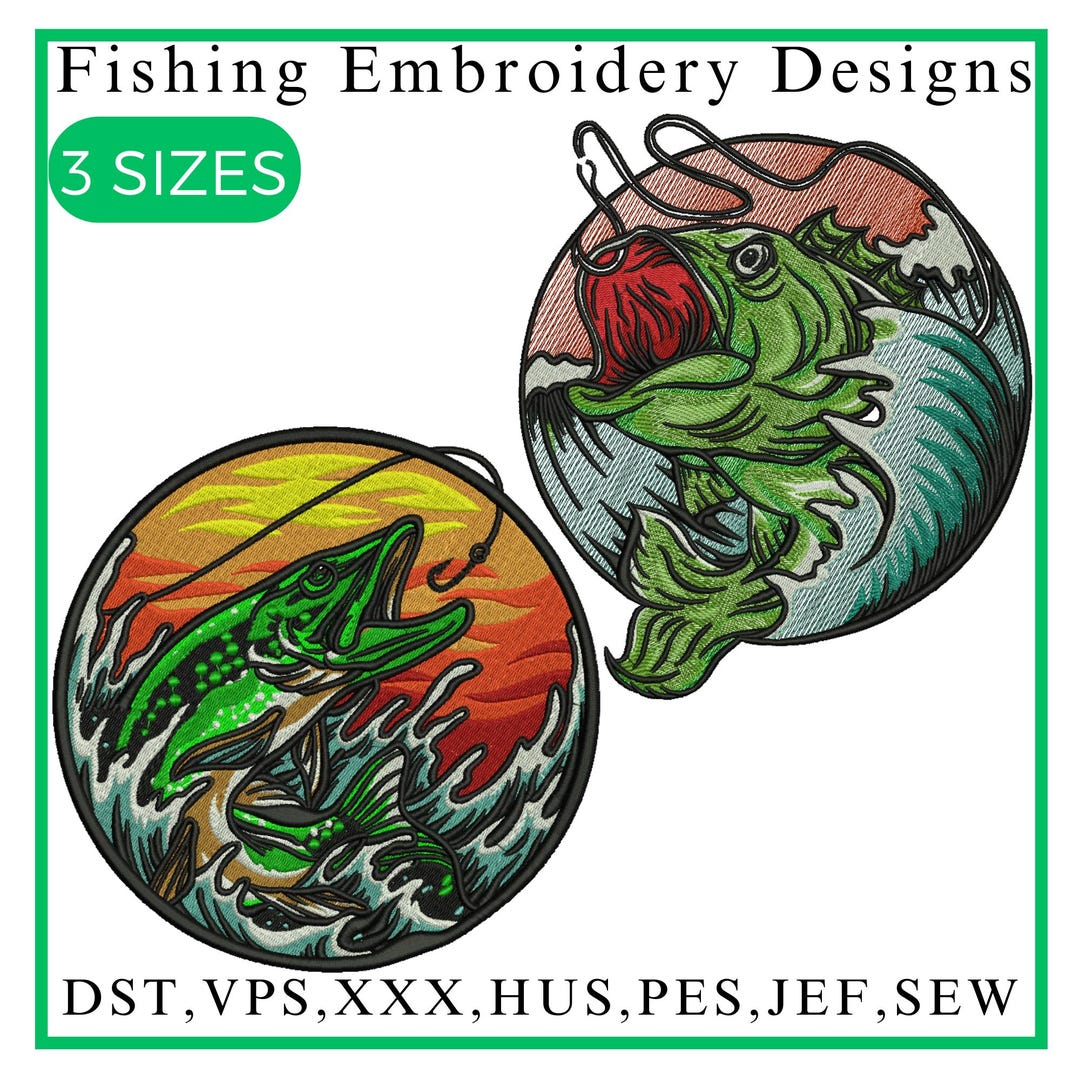 Fishing Embroidery Design, Fish Embroidery, Bass Embroidery, Angler ...